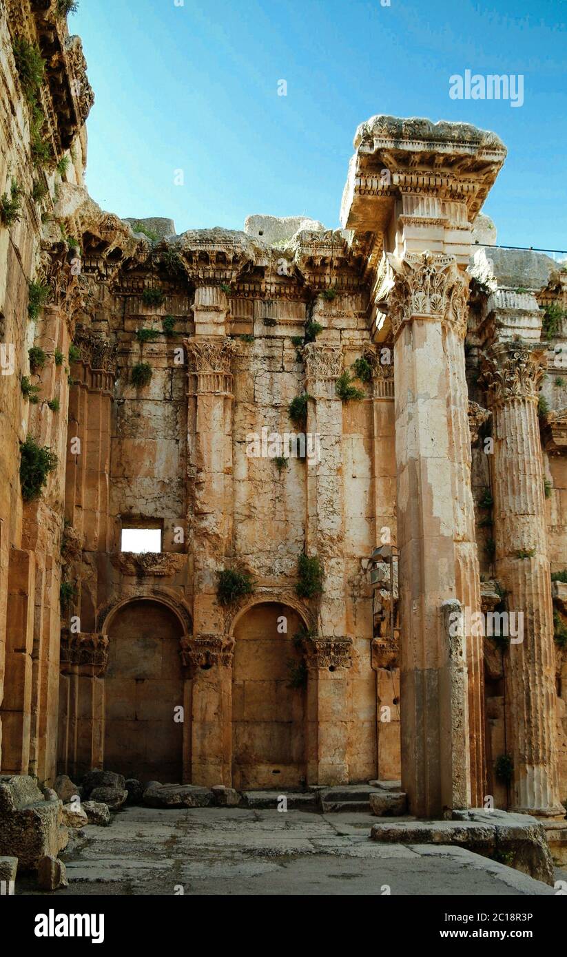 Temple of bacchus in ancient city of baalbek hi-res stock photography ...