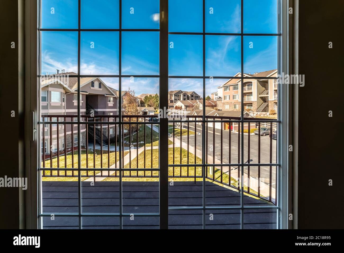 Through the window view of an urban street Stock Photo - Alamy