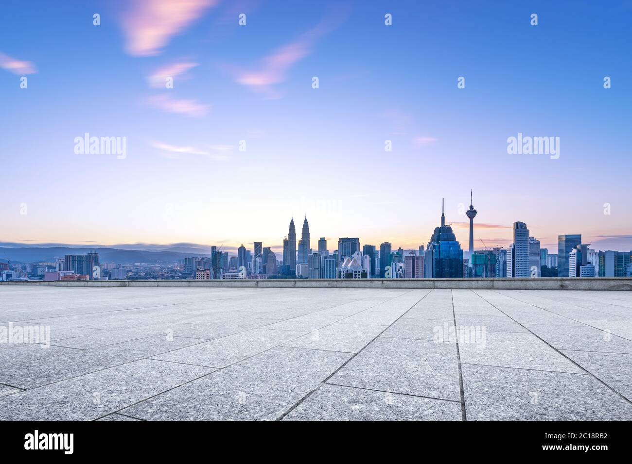 empty marble floor with cityscape of modern city Stock Photo - Alamy