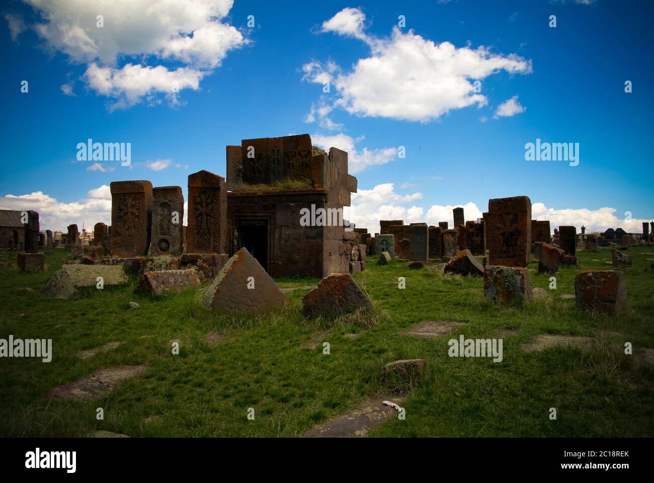 Stone slabs aha khachkar, Noratus cemetery, Armenia Stock Photo - Alamy