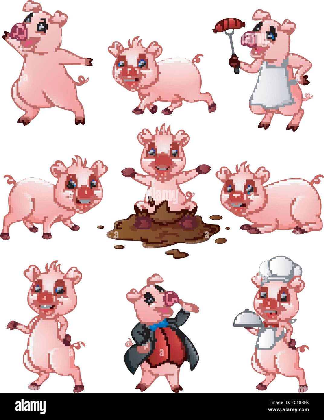 Happy pig cartoon collection set Stock Vector Image & Art - Alamy