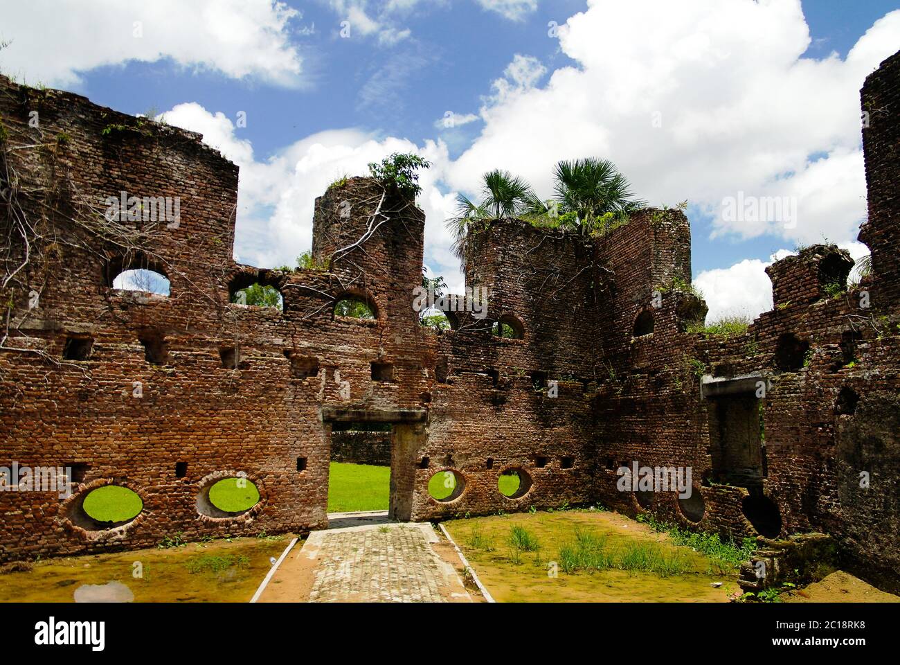Ruins of Zeeland fort on the island in Essequibo delta, Guyana Stock ...