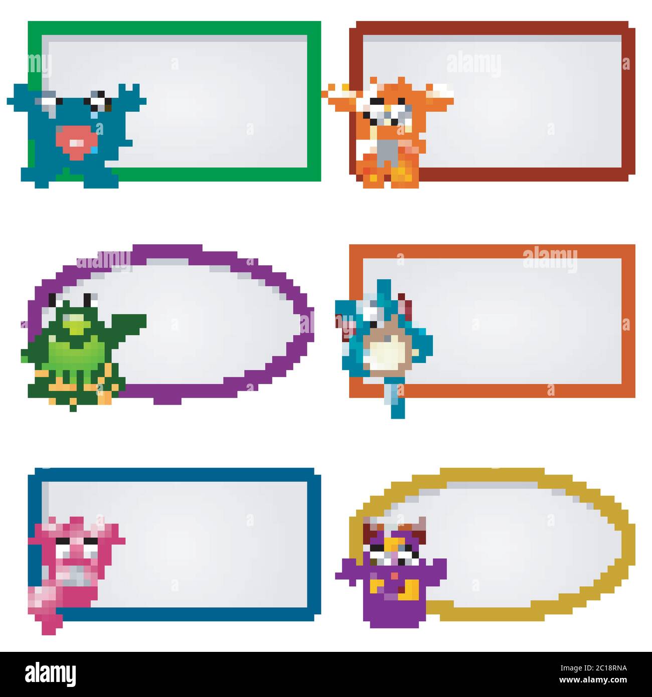 Vector illustration of Empty frame with little monster character ...