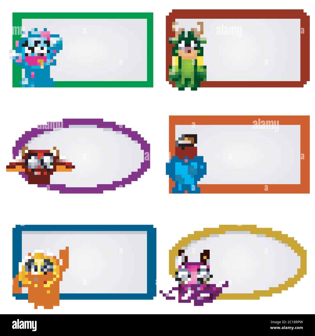 Vector illustration of Empty frame with little monster character ...