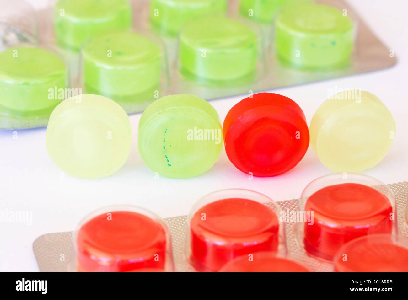 cough sore throat pastille colorful extract from herbal arrangement ...