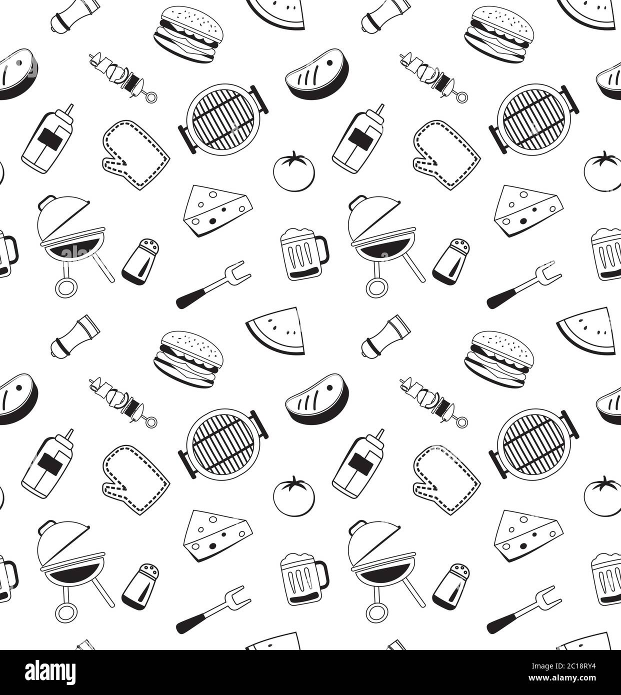 Bbq icons seamless pattern background. Barbecue set Stock Vector Image ...