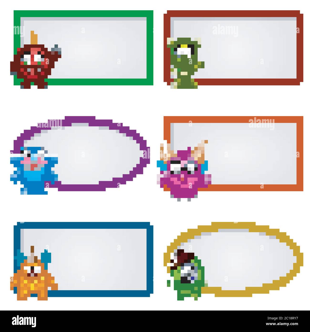 illustration of Empty frame with little monster character illustration ...