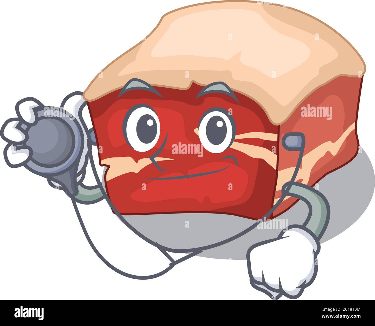 A dedicated pork belly doctor caricature design working with tools ...