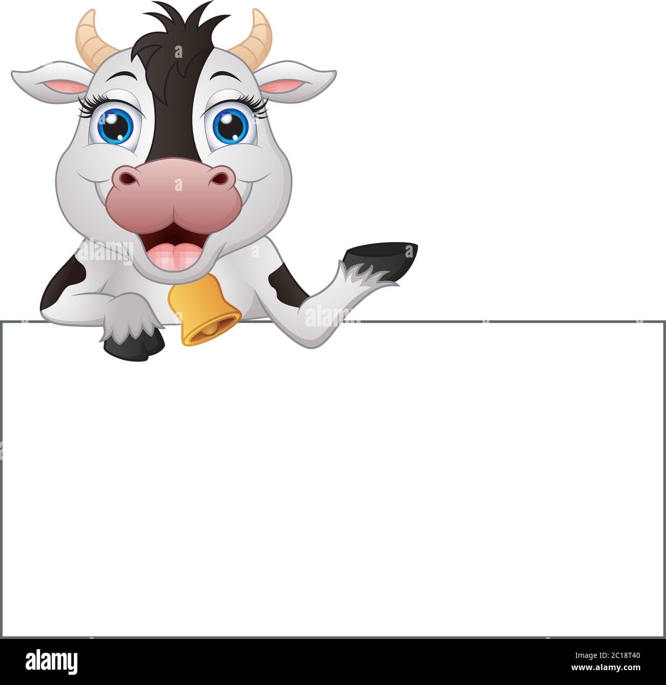 illustration of Cow cartoon with blank sign Stock Vector Image & Art ...