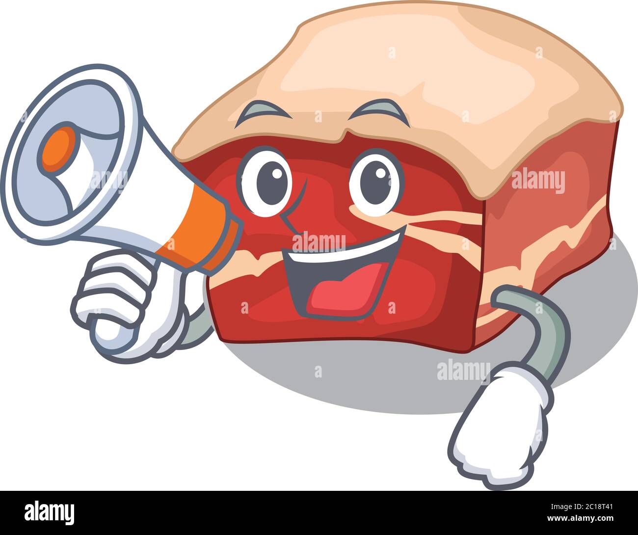 Pork belly carton picture style giving announcement on a megaphone ...
