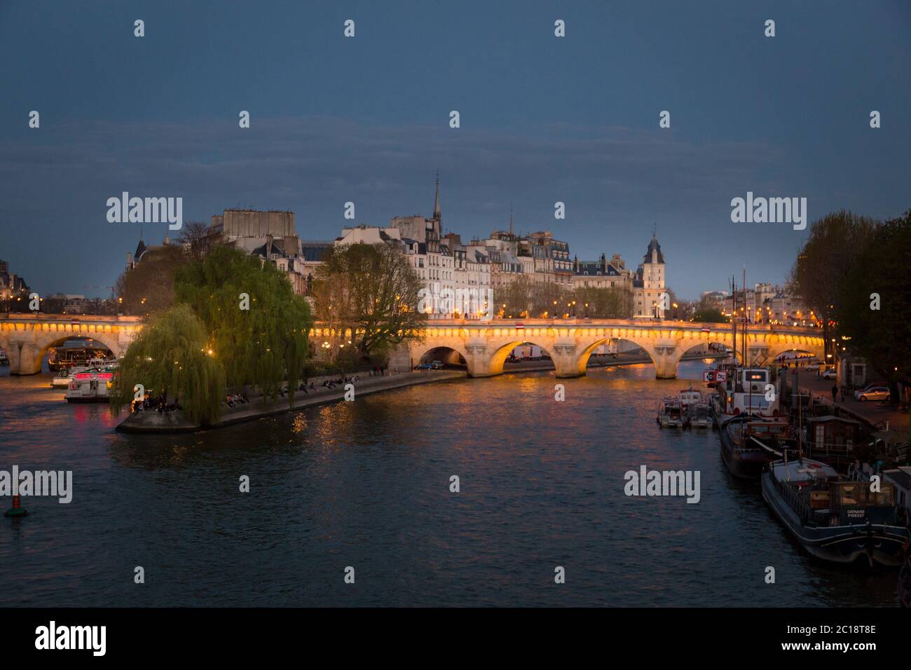 Paris Panorama. Panoramic image of Paris riverside during sunrise Stock ...