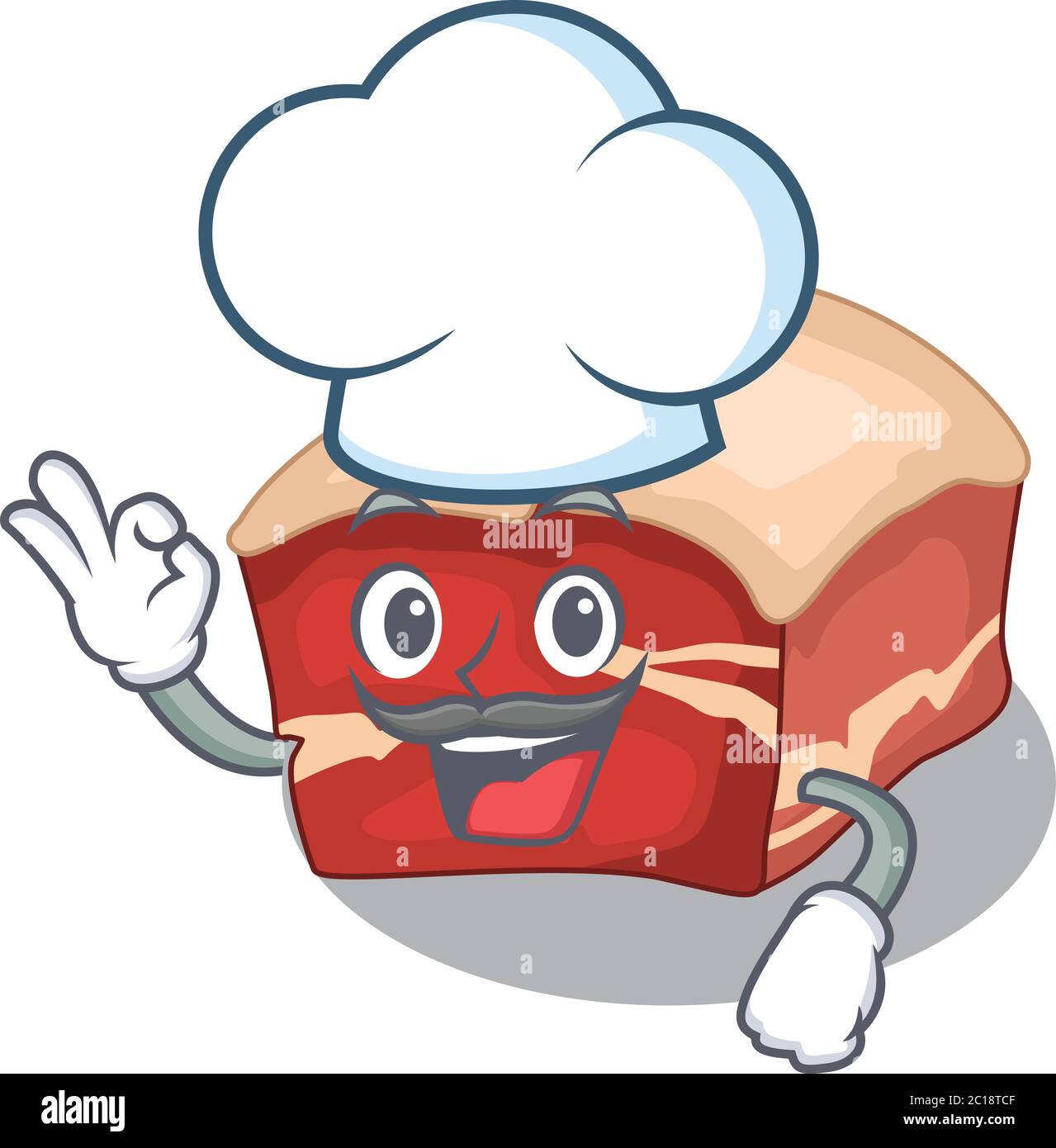 Pork belly chef cartoon drawing style wearing iconic chef hat Stock ...