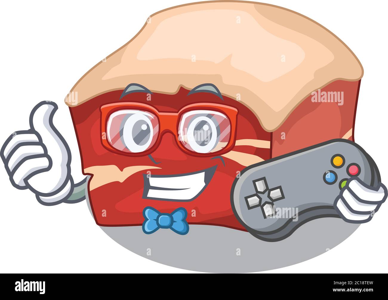 Cartoon Mascot design of pork belly gamer using controller Stock Vector ...