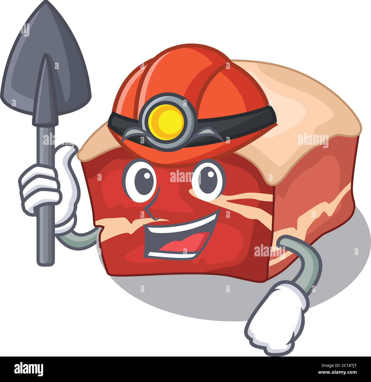 Pork belly cartoon image design as a miner with tool and helmet Stock ...