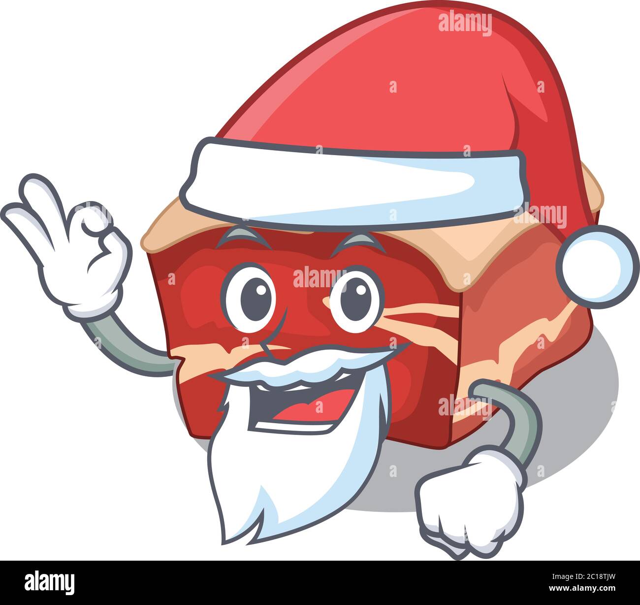 cartoon character of pork belly Santa with cute ok finger Stock Vector ...