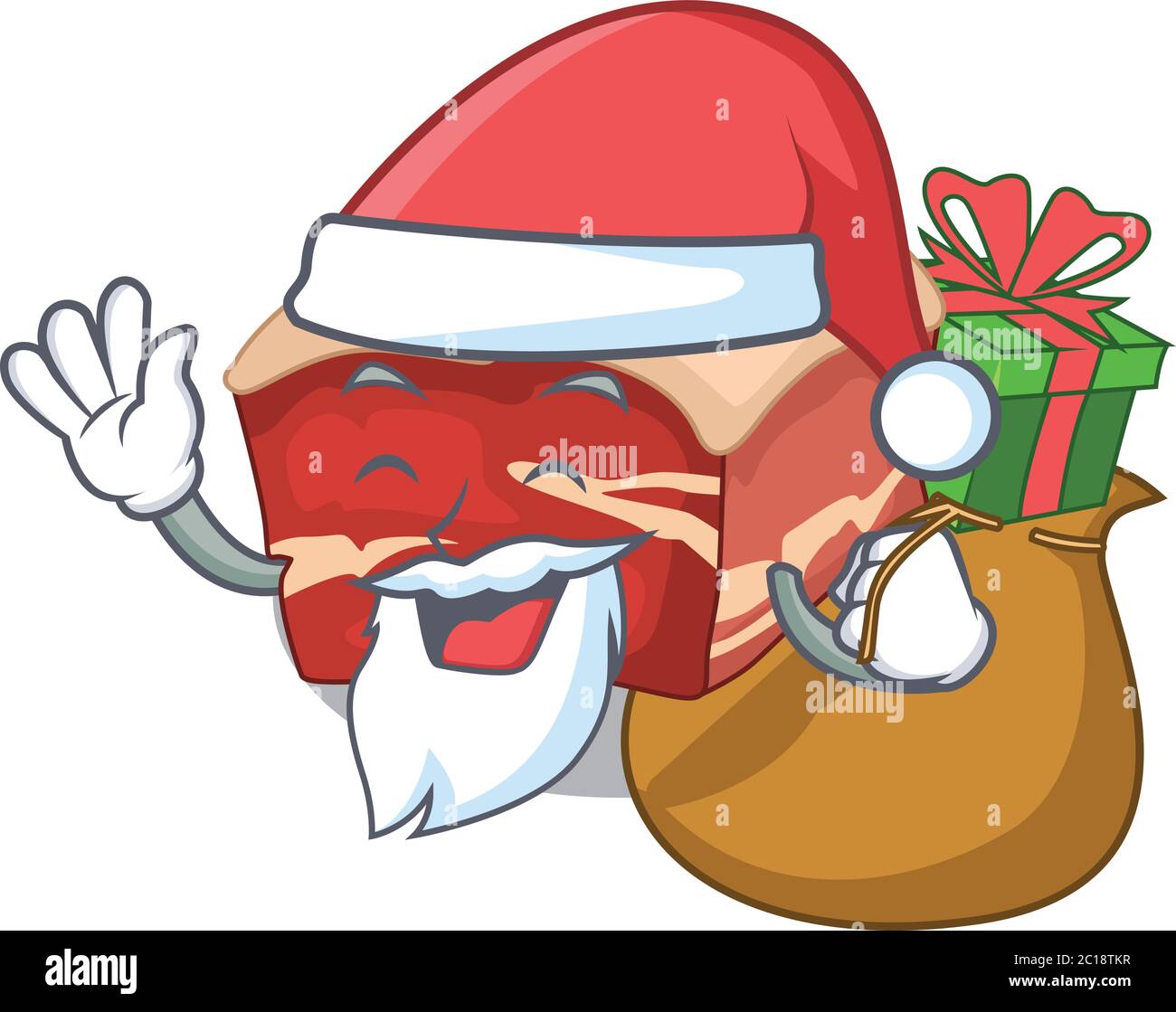 Cartoon design of pork belly Santa having Christmas gift Stock Vector ...