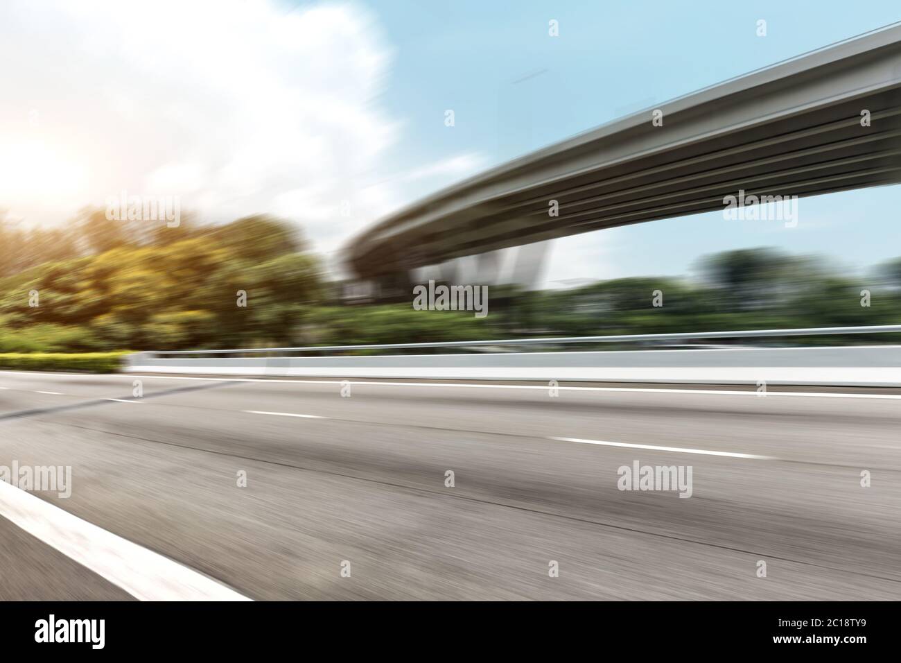 empty road near elevated road Stock Photo - Alamy
