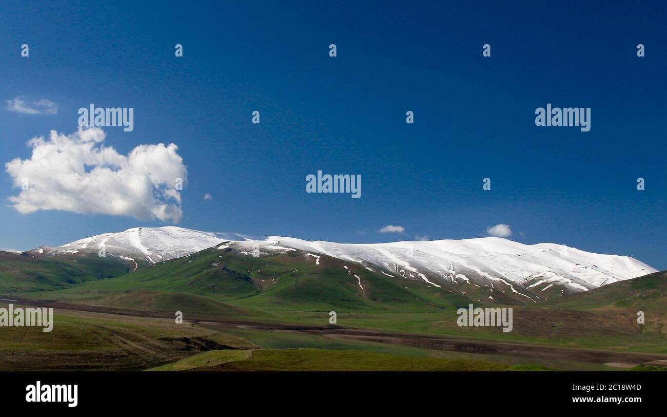 Landscape with the covered by snow mountain in the Syunik province ...