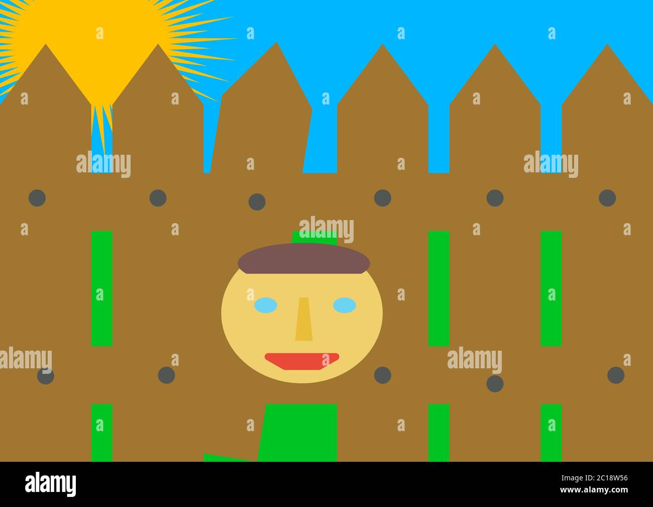 Man climbing over fence Stock Vector Images - Alamy