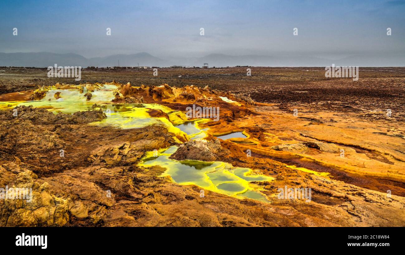 Panorama inside Dallol volcanic crater in Danakil depression, Ethiopia ...