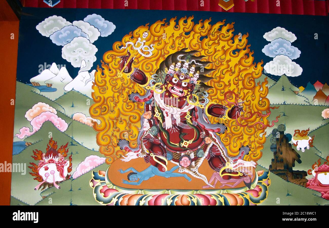 Image of Padmasambhava aka Guru Rinpoche on the wall of Taktsang ...
