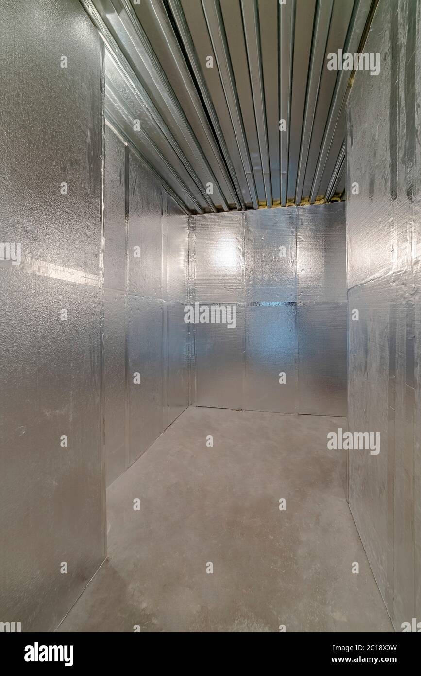 Interior of an empty home cold storage unit Stock Photo - Alamy