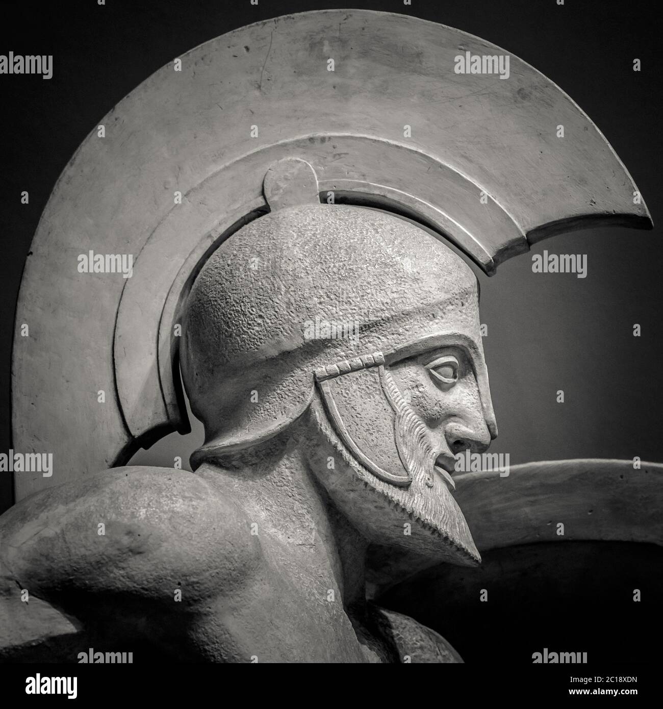 Man in helmet Greek ancient sculpture of warrior Stock Photo - Alamy