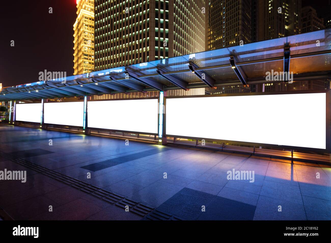 blank propaganda poster by sidewalk in modern city Stock Photo - Alamy