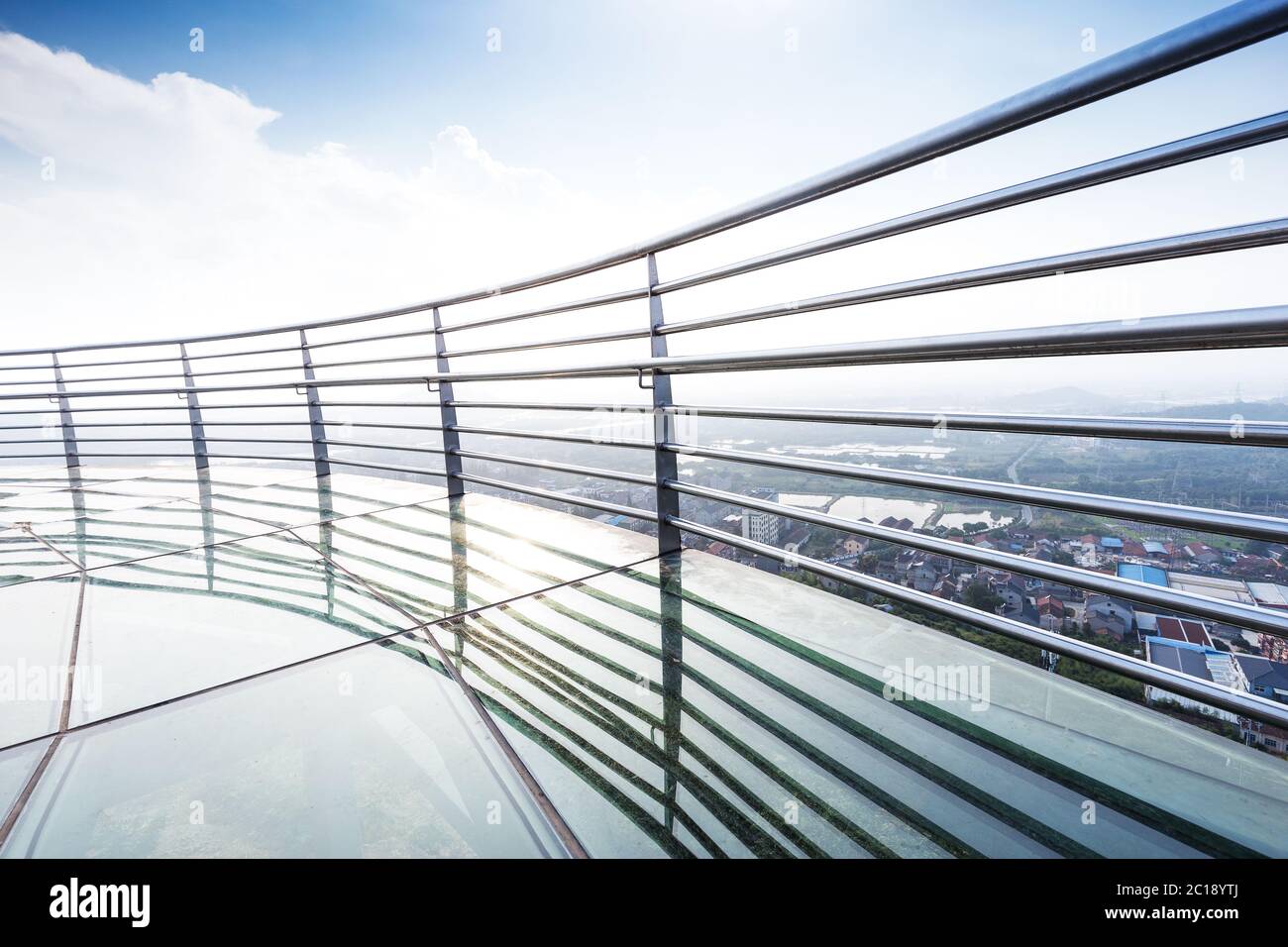 glass pedestrian bridge over hill Stock Photo - Alamy