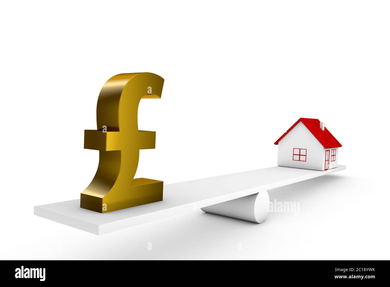 3d illustration balance of house and currency Stock Photo - Alamy