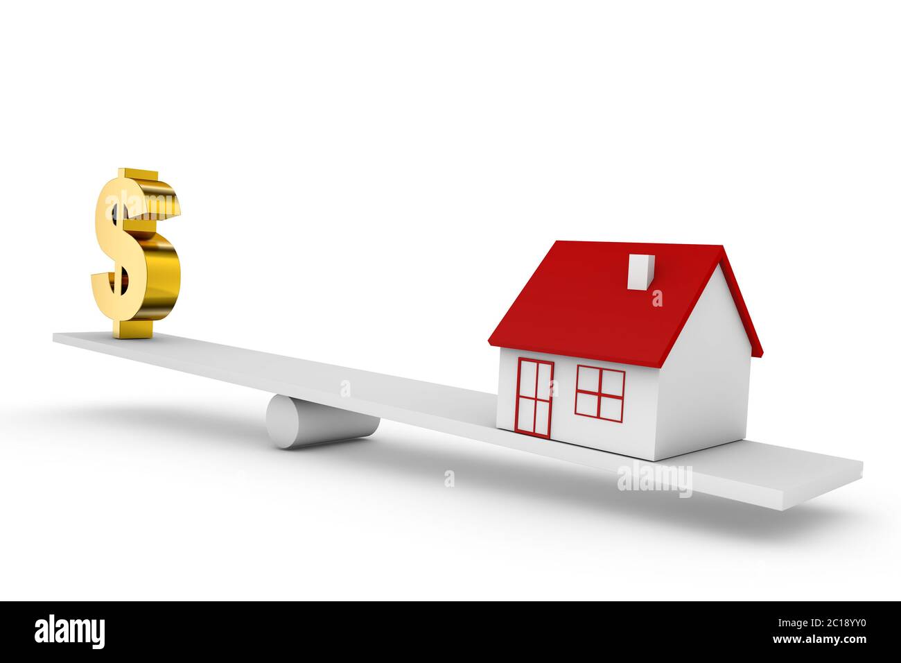 3d illustration balance of house and currency Stock Photo - Alamy