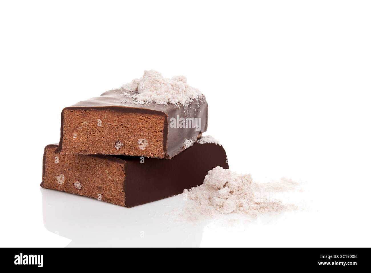 Protein bar and powder Stock Photo - Alamy