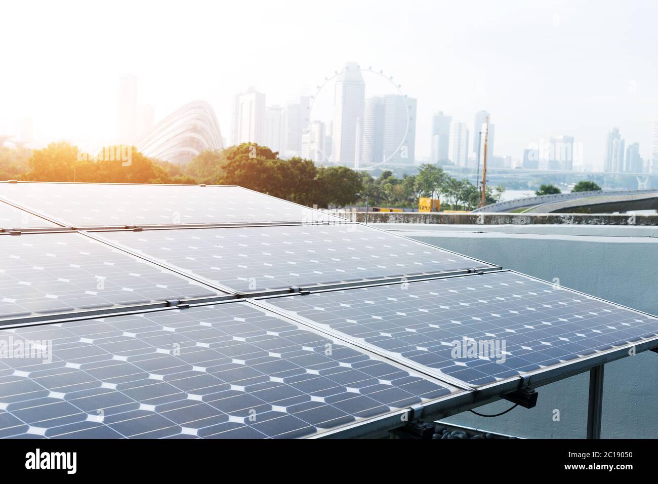 solar panel with cityscape of modern city Stock Photo - Alamy