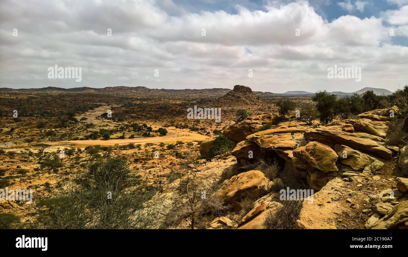 Cave paintings Laas Geel rock exterior near Hargeisa Somalia Stock ...