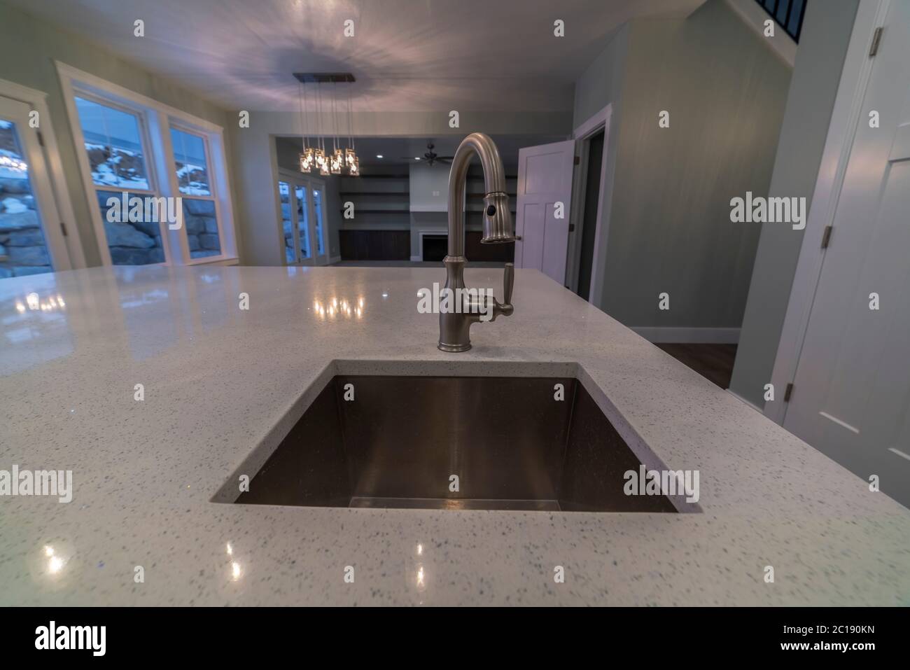 Modern kitchen interior with stone counters interior Stock Photo - Alamy