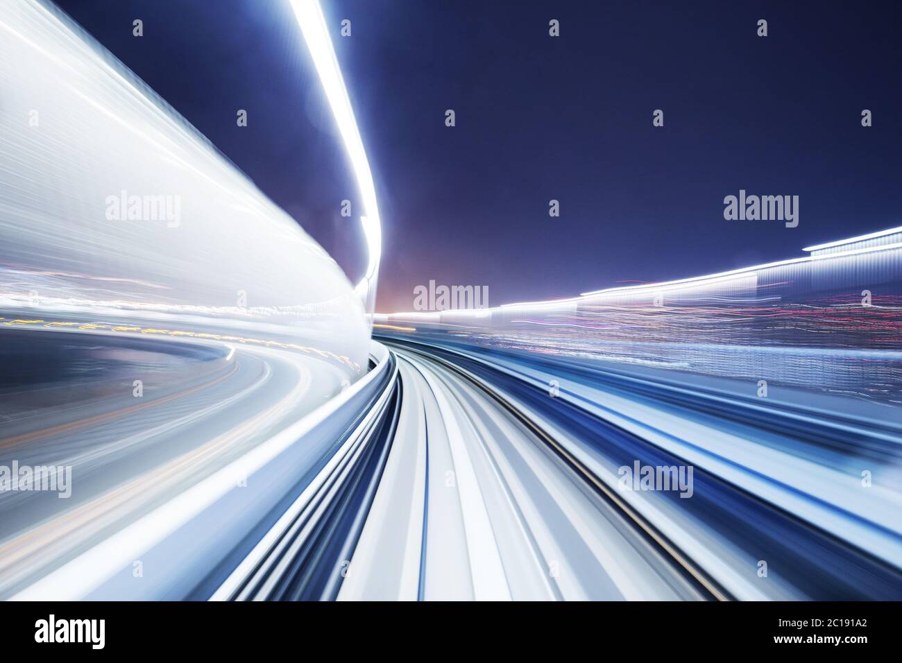 speed railroad track and modern city Stock Photo - Alamy