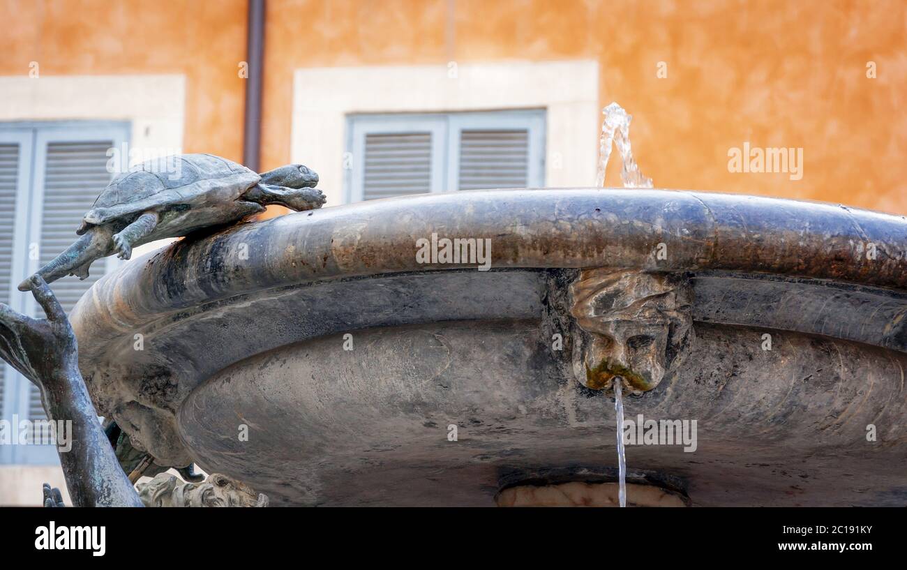 Detail of the famous Fontana delle Tartarughe (the turtles fountain) in ...