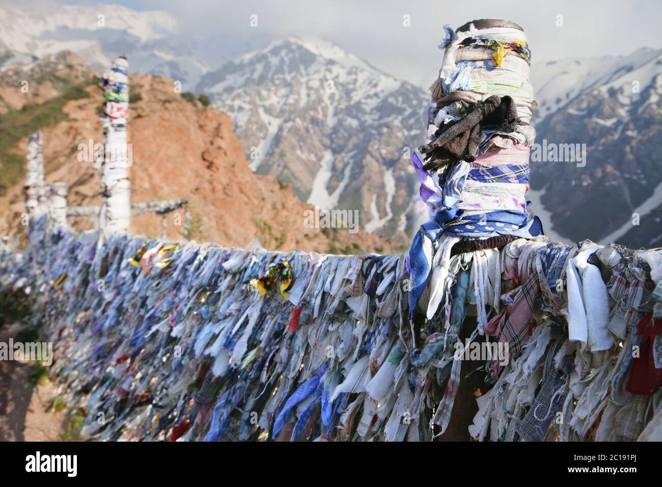 Buddhist prayer ribbons Stock Photo - Alamy