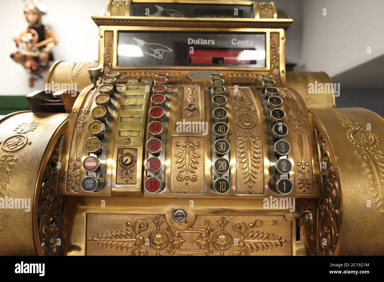vintage old metal the cash register close-up Stock Photo - Alamy