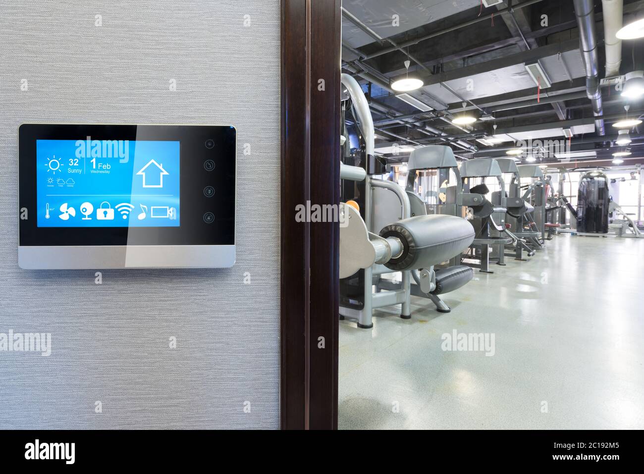 smart screen with smart home with modern gym Stock Photo - Alamy