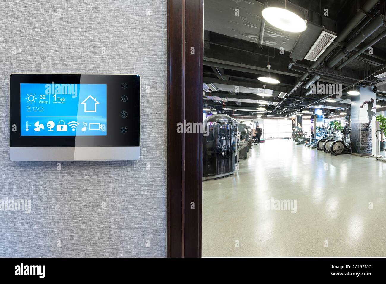 smart screen with smart home with modern gym Stock Photo - Alamy