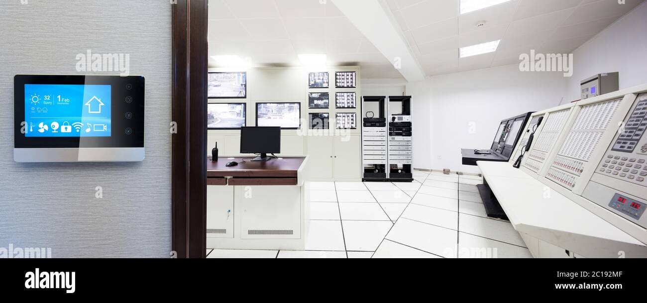 smart screen with smart home with control center of factory Stock Photo ...