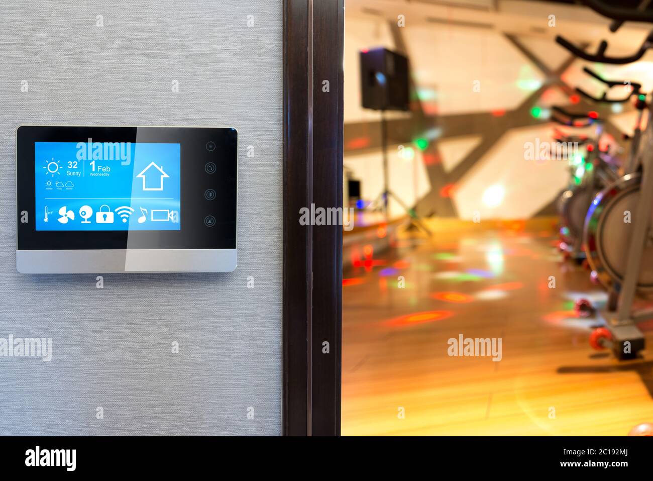 smart screen with smart home with modern gym Stock Photo - Alamy