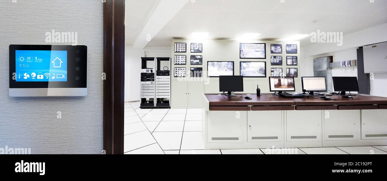 smart screen with smart home with control center of factory Stock Photo ...