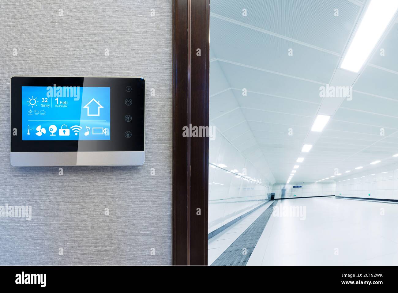 smart screen with smart home with modern corridor Stock Photo - Alamy