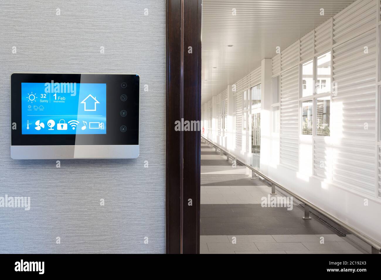 smart screen with smart home with modern corridor Stock Photo - Alamy