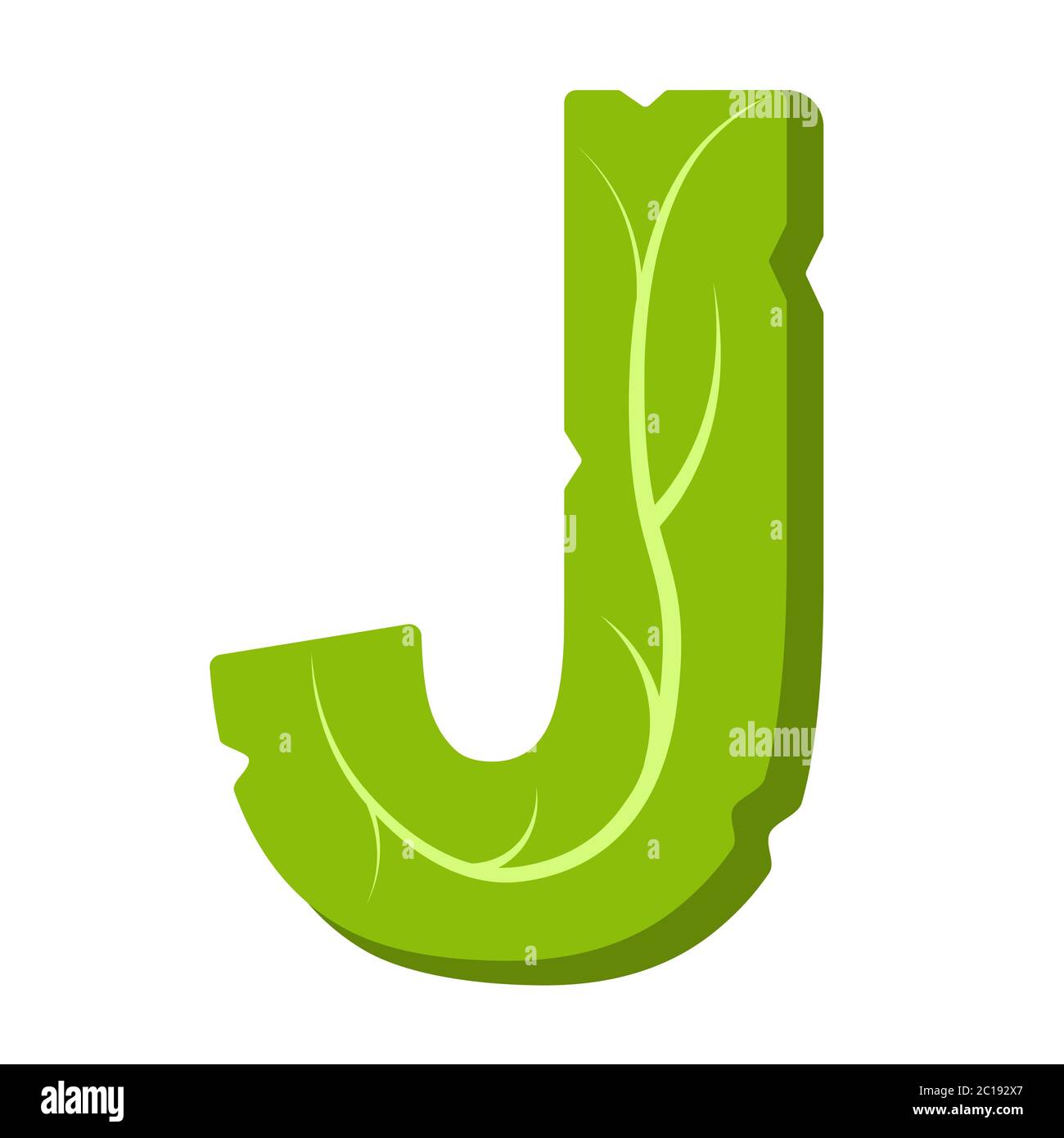 Letter J, green leaves summer vector alphabet. The simple logo of ...