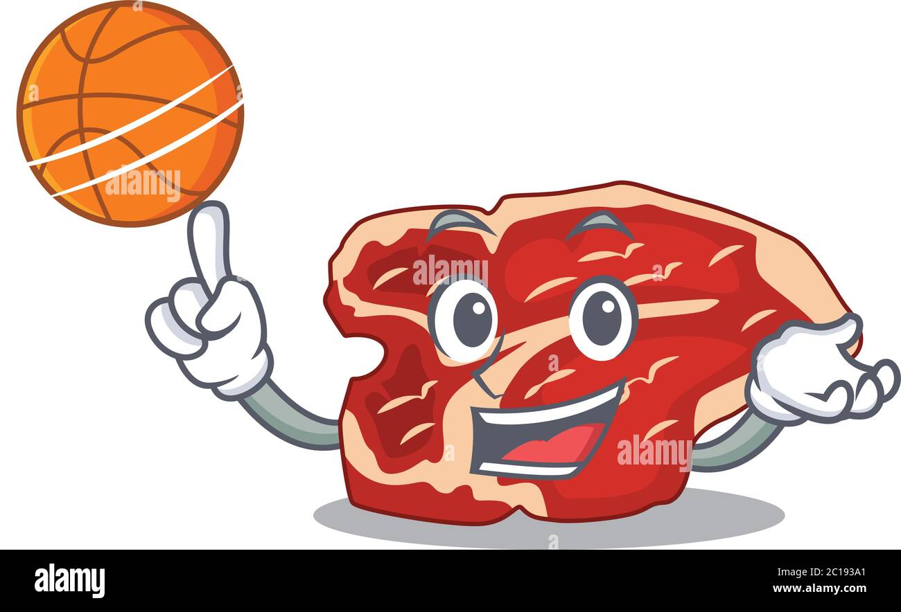 An athletic T-bone cartoon mascot design with basketball Stock Vector ...