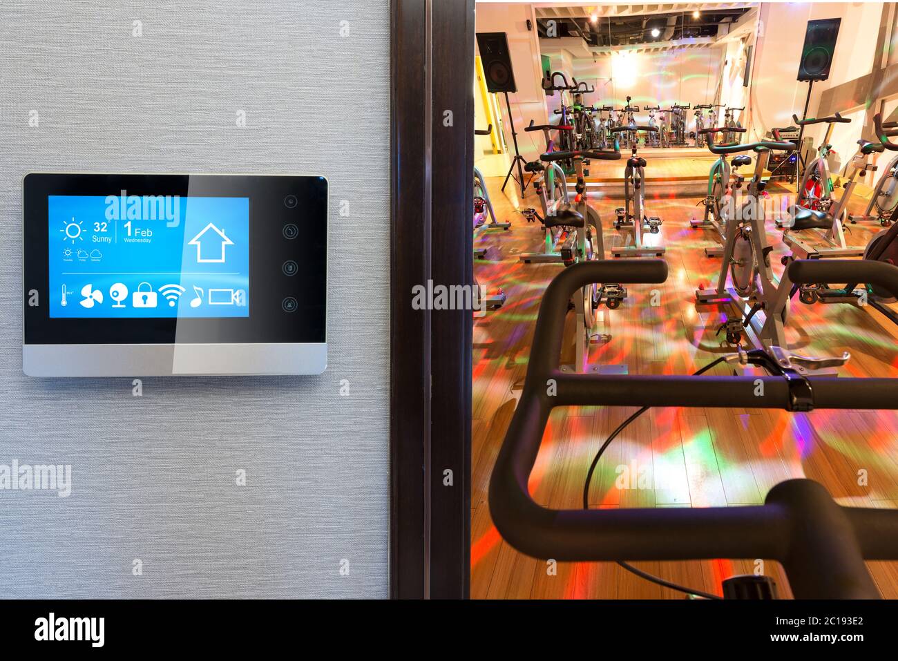 smart screen with smart home with modern gym Stock Photo - Alamy