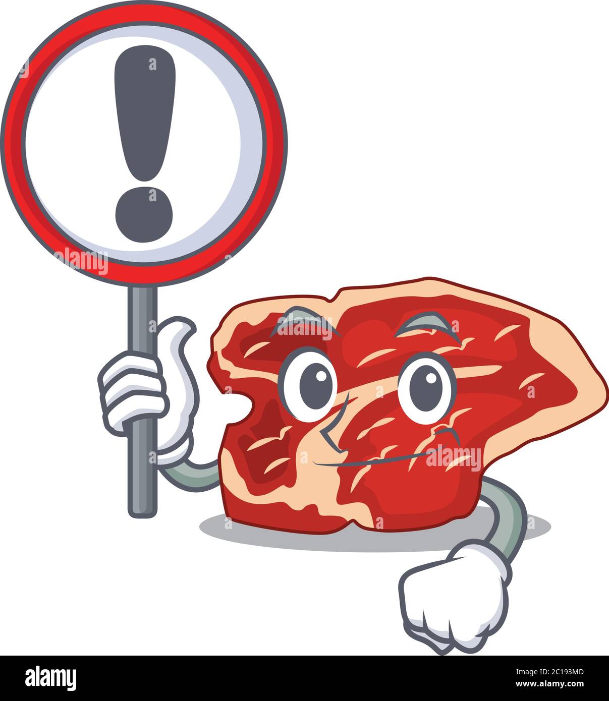 A cartoon icon of T-bone with a exclamation sign board Stock Vector ...